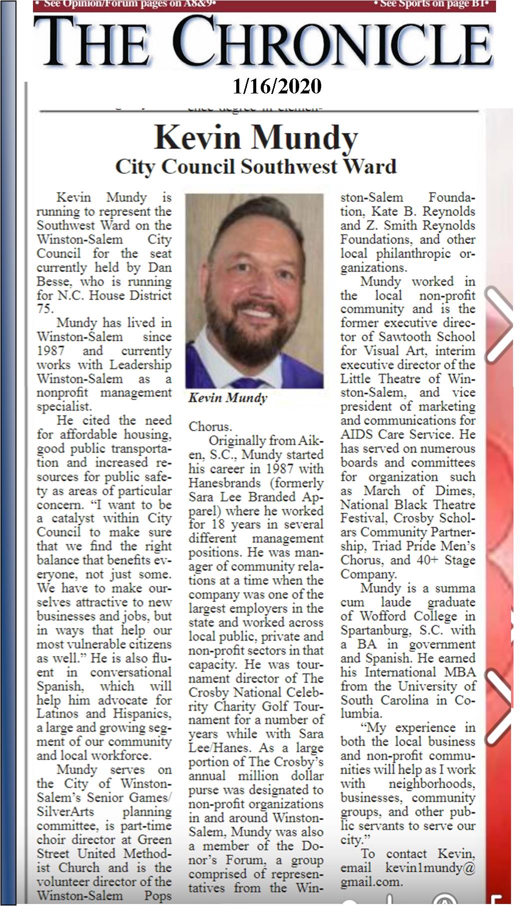 Endorsements & Media – KEVIN MUNDY for City Council